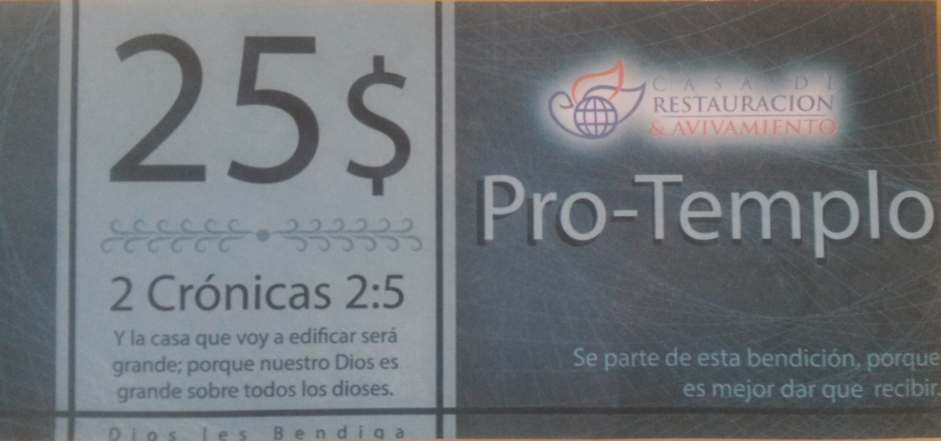 Finanzas Pro-templo – Iglesia Casa de Restauracion y Avivamiento